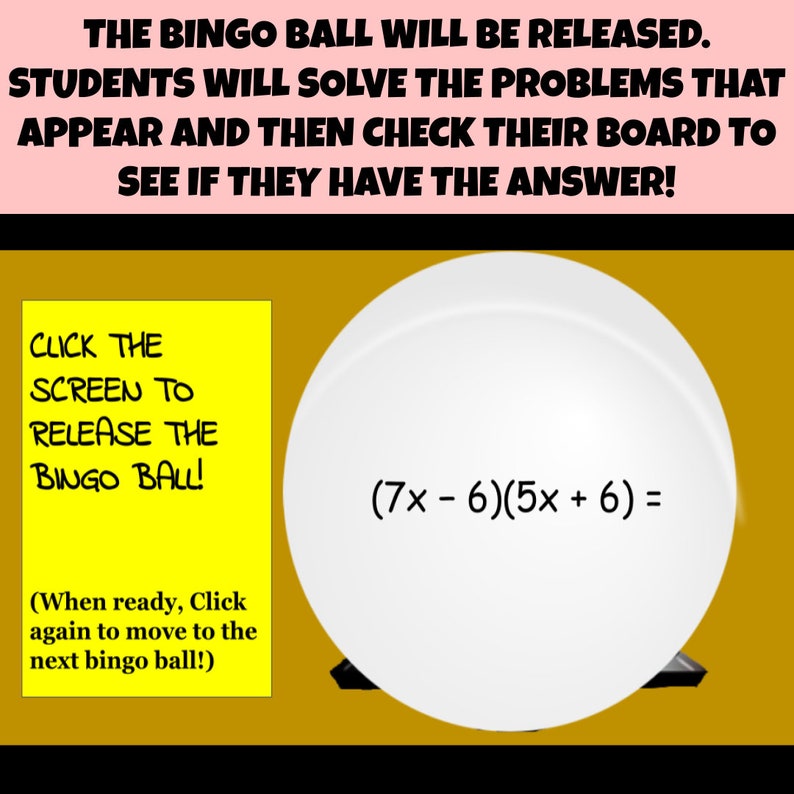 Algebra I Math Bingo Games Set #2- Slope, Factor Quadratic Polynomials ...