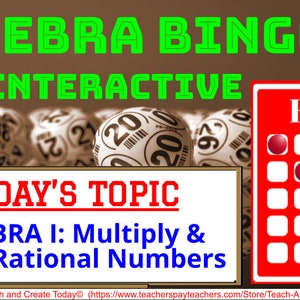 Algebra I Math Bingo Games Set #1- Order of Operations, Add, Subtract ...
