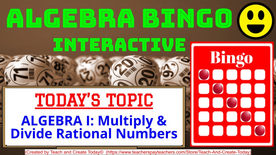 Algebra I Math Bingo Games Set 1 Order of Operations, Add, Subtract ...