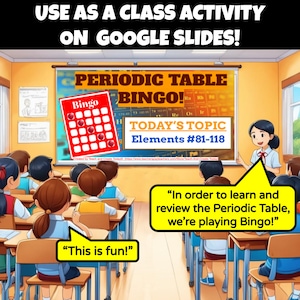 Periodic Table Digital Bingo Game Teaching Science: Elements 1-118 on ...