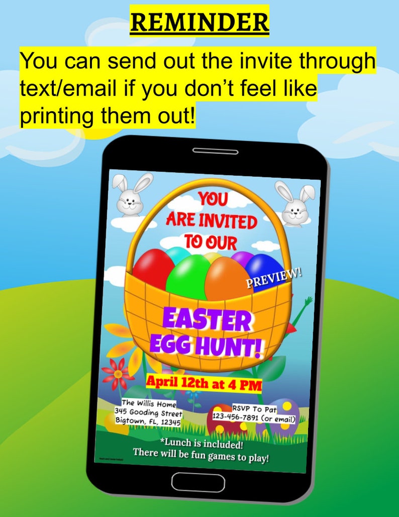 Easter Egg Hunt Invitations- Three Personalized Editable Templates on ...