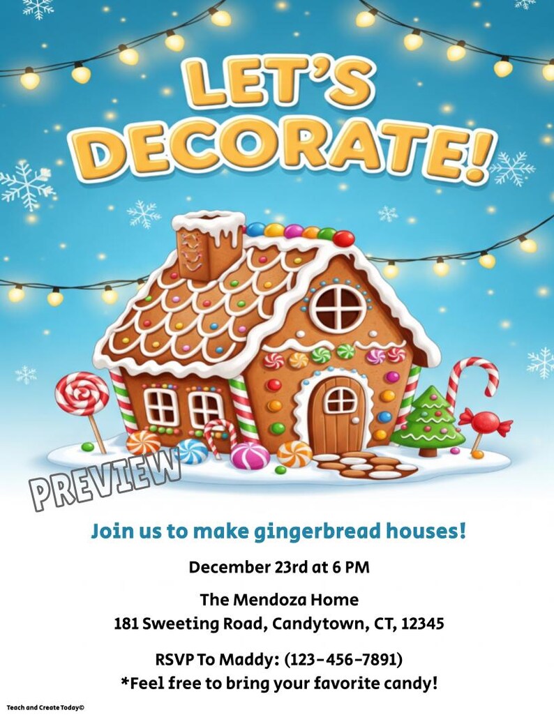 Gingerbread House Party Invitation: Editable Christmas Invite (digital ...