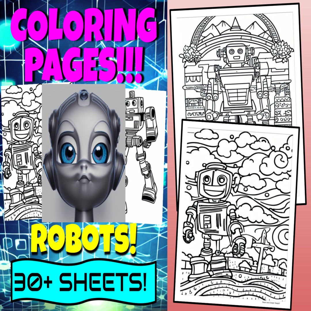 Coloring Pages for Kids - Robots - Over 25 Printable Sheets! - Etsy