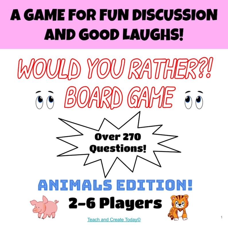 Would You Rather? Board Game Animals Edition - Digital Download ...