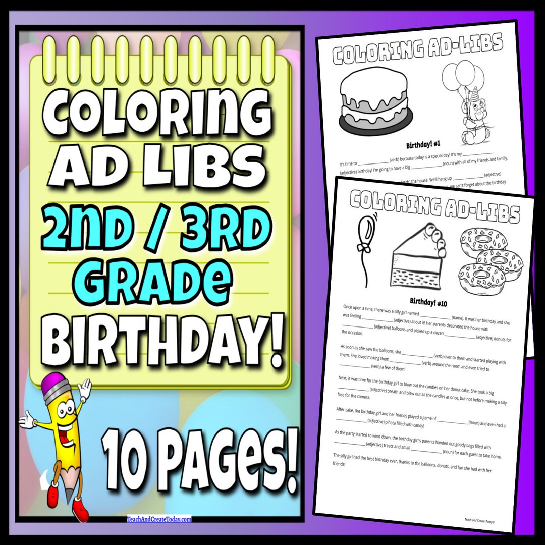 Birthday Coloring Ad Libs - Creative Writing Activity for 2nd and 3rd ...