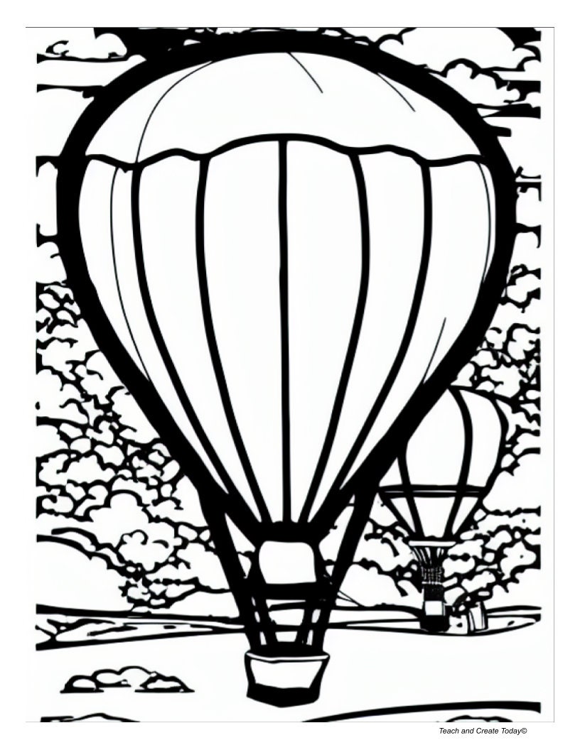 Coloring Pages for Kids Hot Air Balloons Over 25 Printable Sheets - Etsy