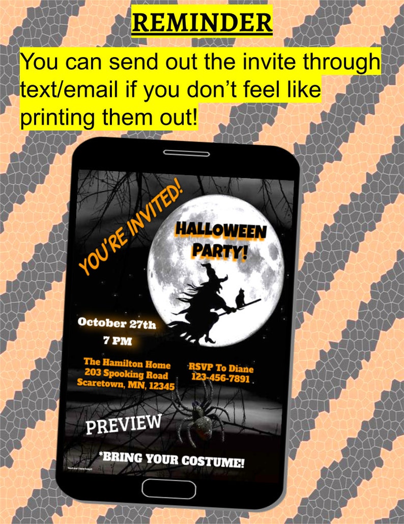 Halloween Party Invitations- Three Personalized Editable Templates on ...