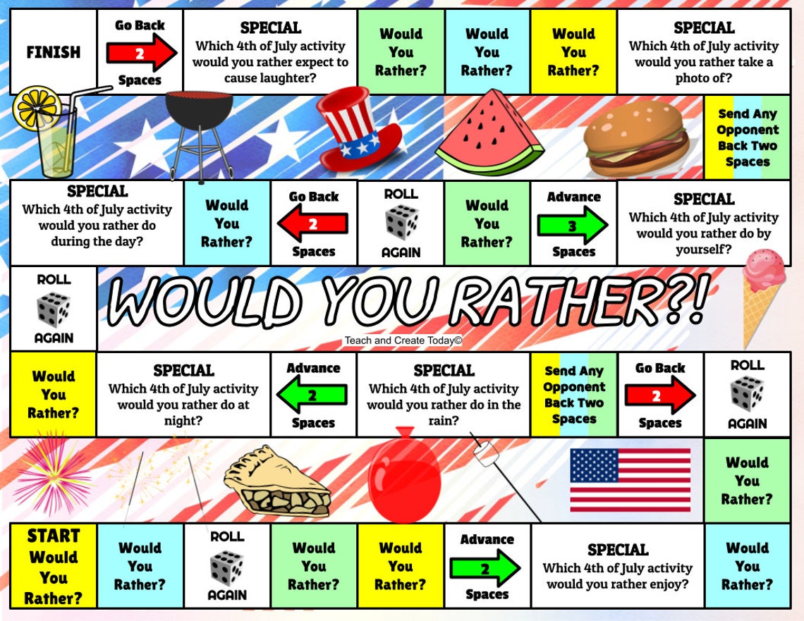 Would You Rather Board Game 4th of July Edition Digital Download Family ...