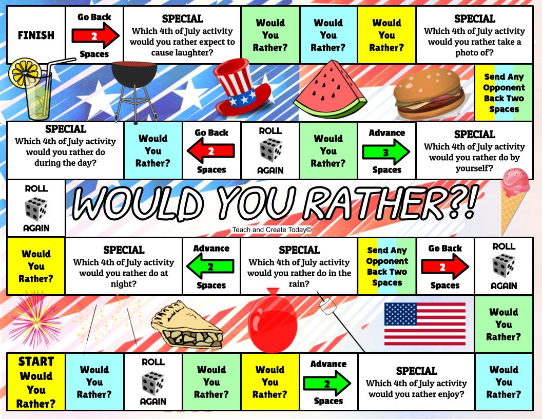 Would You Rather? Board Game 4th of July Edition - Digital Download ...