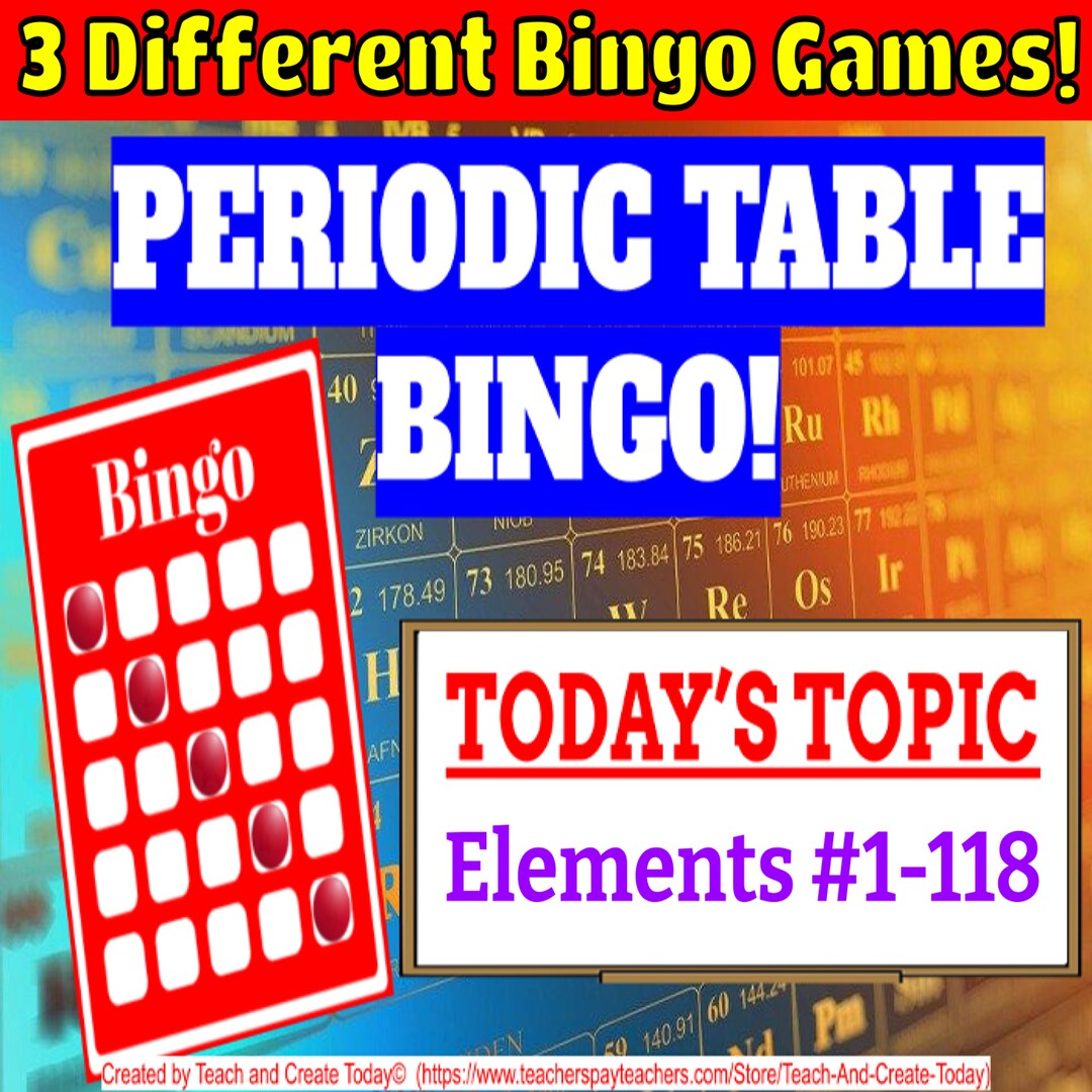 Periodic Table Digital Bingo Game Teaching Science: Elements 1-118 on ...