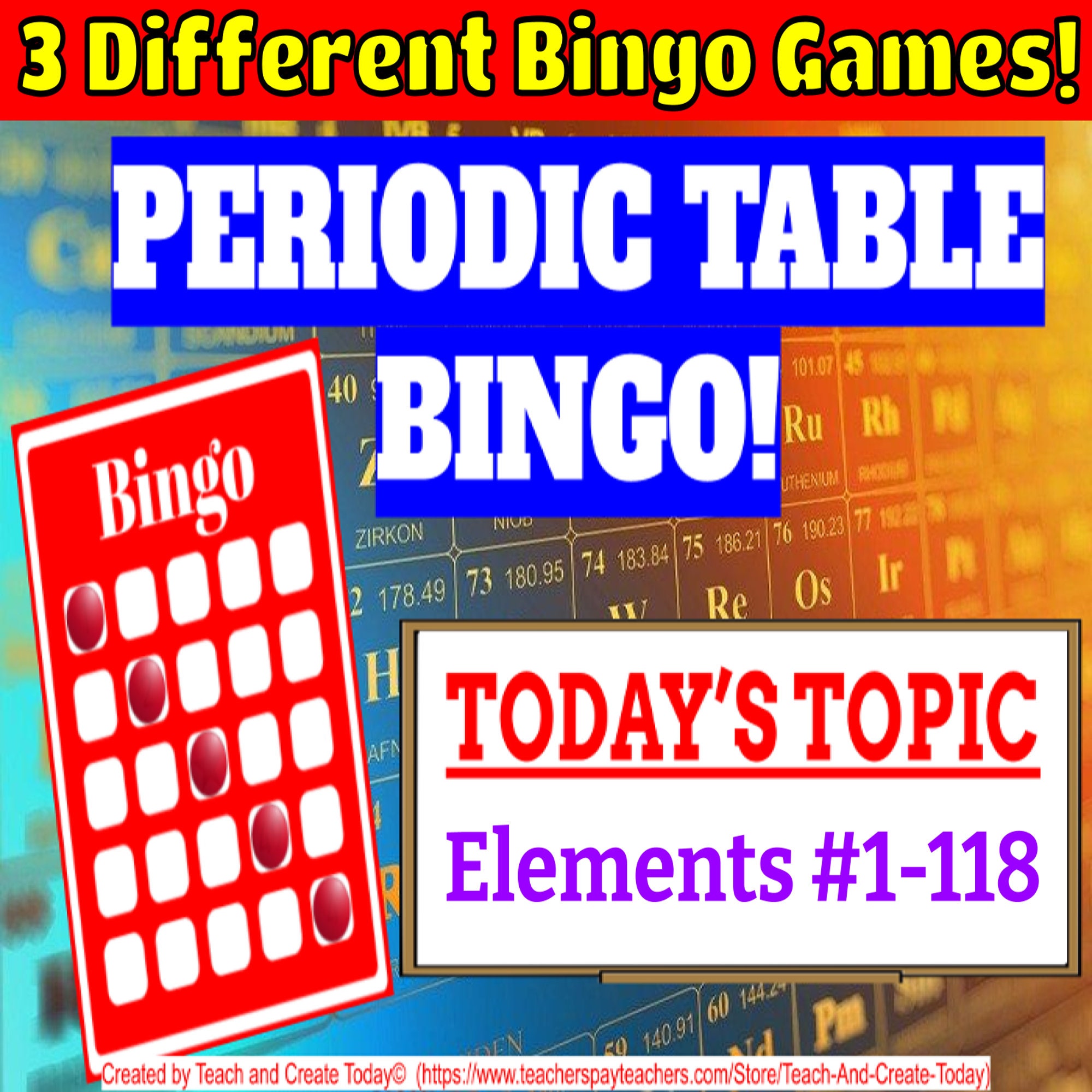 Periodic Table Digital Bingo Game Teaching Science: Elements 1-118 on ...