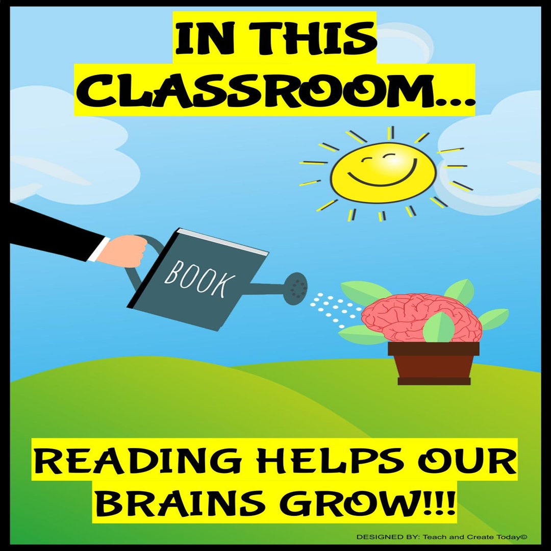 Reading Brain Growth Classroom Poster - Back to School Decor (10.5 X 16 ...