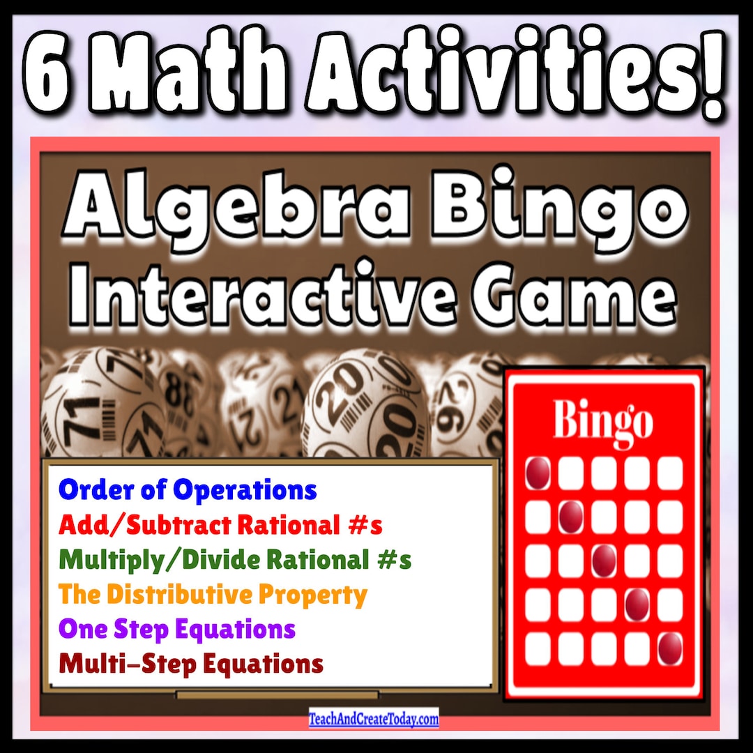 Algebra I Math Bingo Games Set #1- Order of Operations, Add, Subtract ...