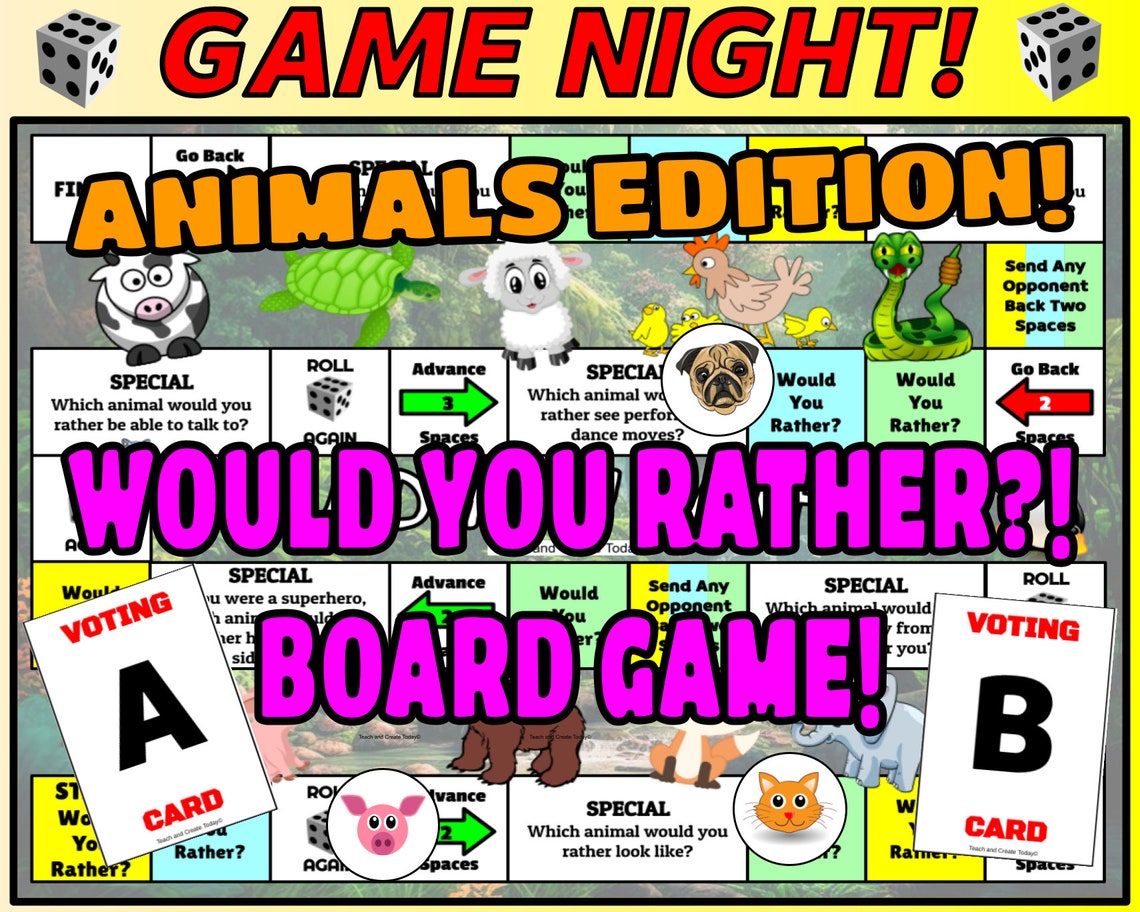 WOULD YOU RATHER Board Game Animals Edition Digital - Etsy