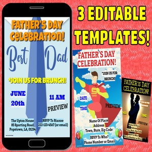 Father's Day Celebration Invitations- Three Personalized Editable ...