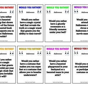 Would You Rather Cards-halloween Edition! Printable 100+ Questions for ...