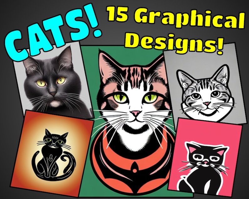 Cat Logos and Graphics 15 Images Included 8.5 X 11 Images - Etsy