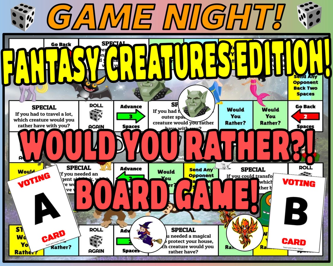 WOULD YOU RATHER Board Game Fantasy Creatures Edition - Etsy
