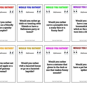 Would You Rather Cards-halloween Edition! Printable 100+ Questions for ...