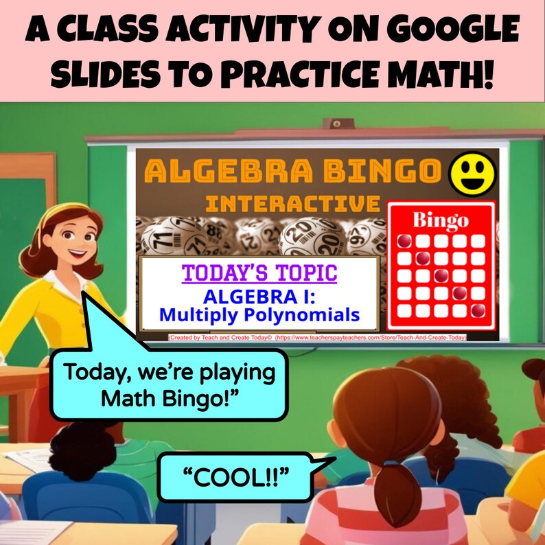 Algebra I Math Bingo Games Set #2- Slope, Factor Quadratic Polynomials ...