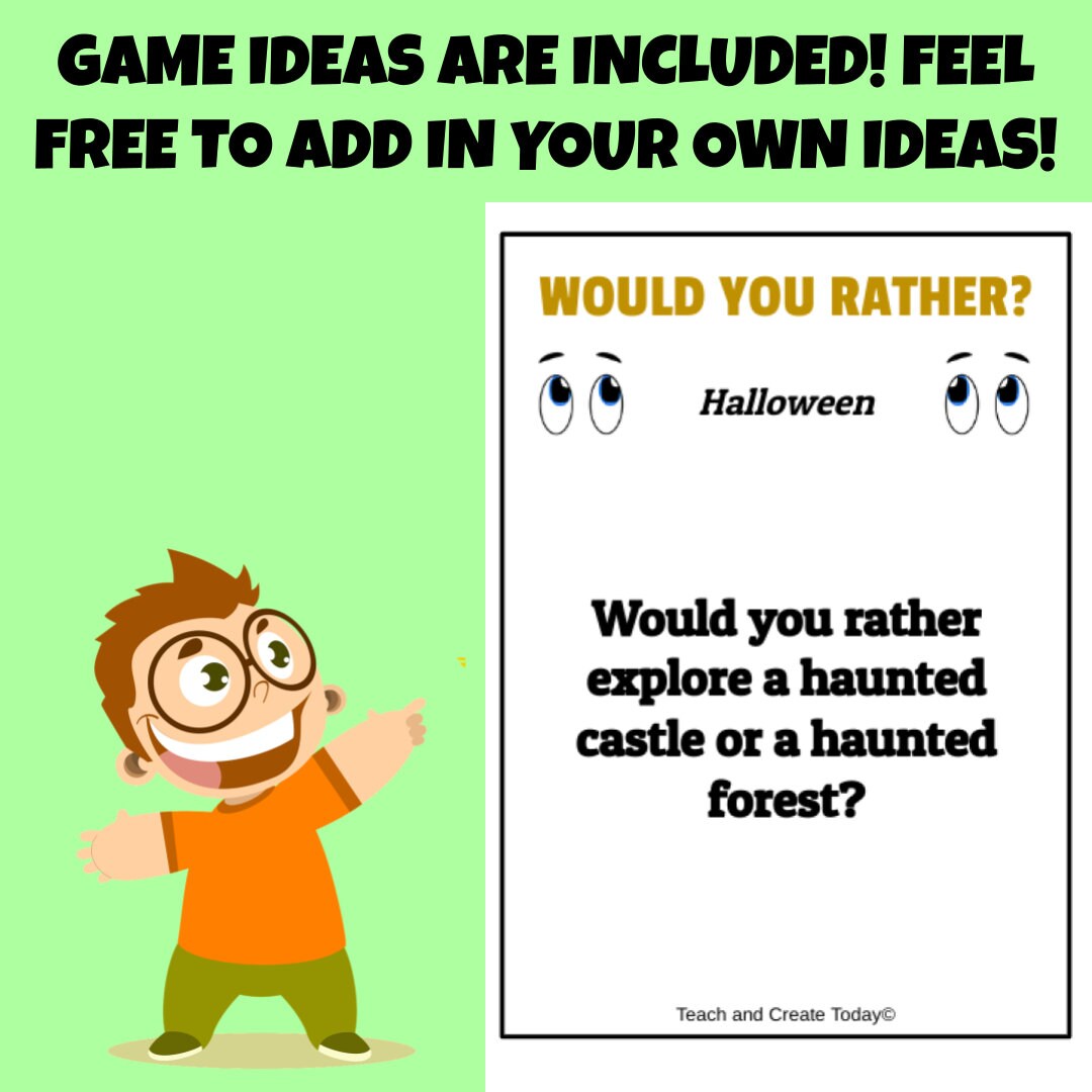 Would You Rather Cards-halloween Edition! Printable 100+ Questions for ...