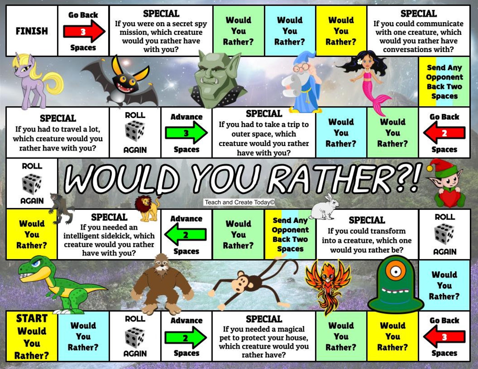 Would You Rather Board Game Fantasy Creatures Edition Digital Download ...