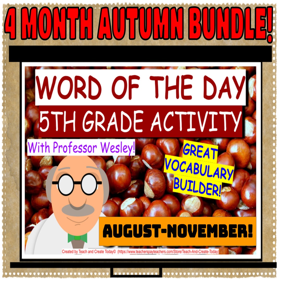 5th Grade ELA Vocabulary Builder Autumn/fall BUNDLE august-november ...