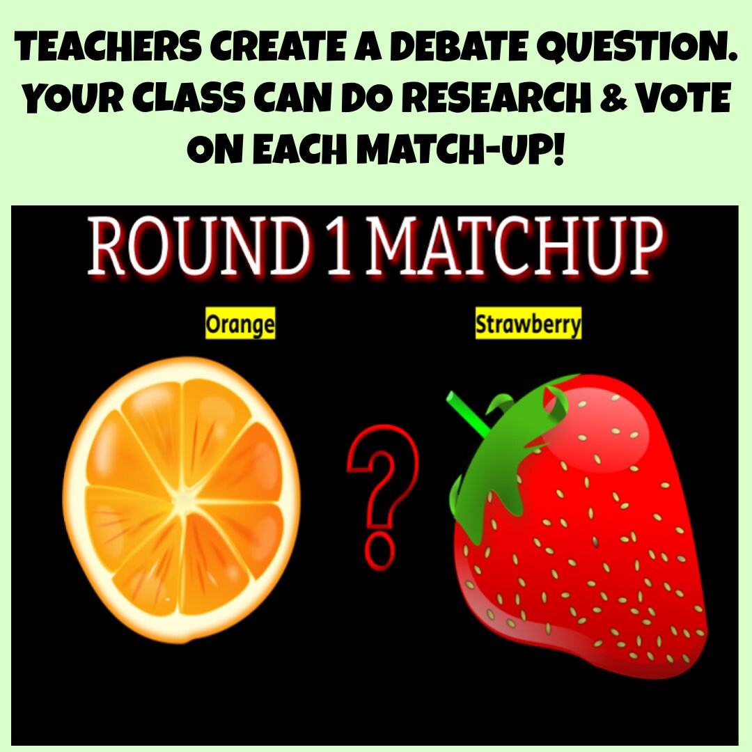 Writing & Debate Activity! Classroom Madness Tournament! FLAVORS Theme ...