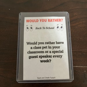 Would You Rather Cards- Back to School Edition! Printable 100 ...