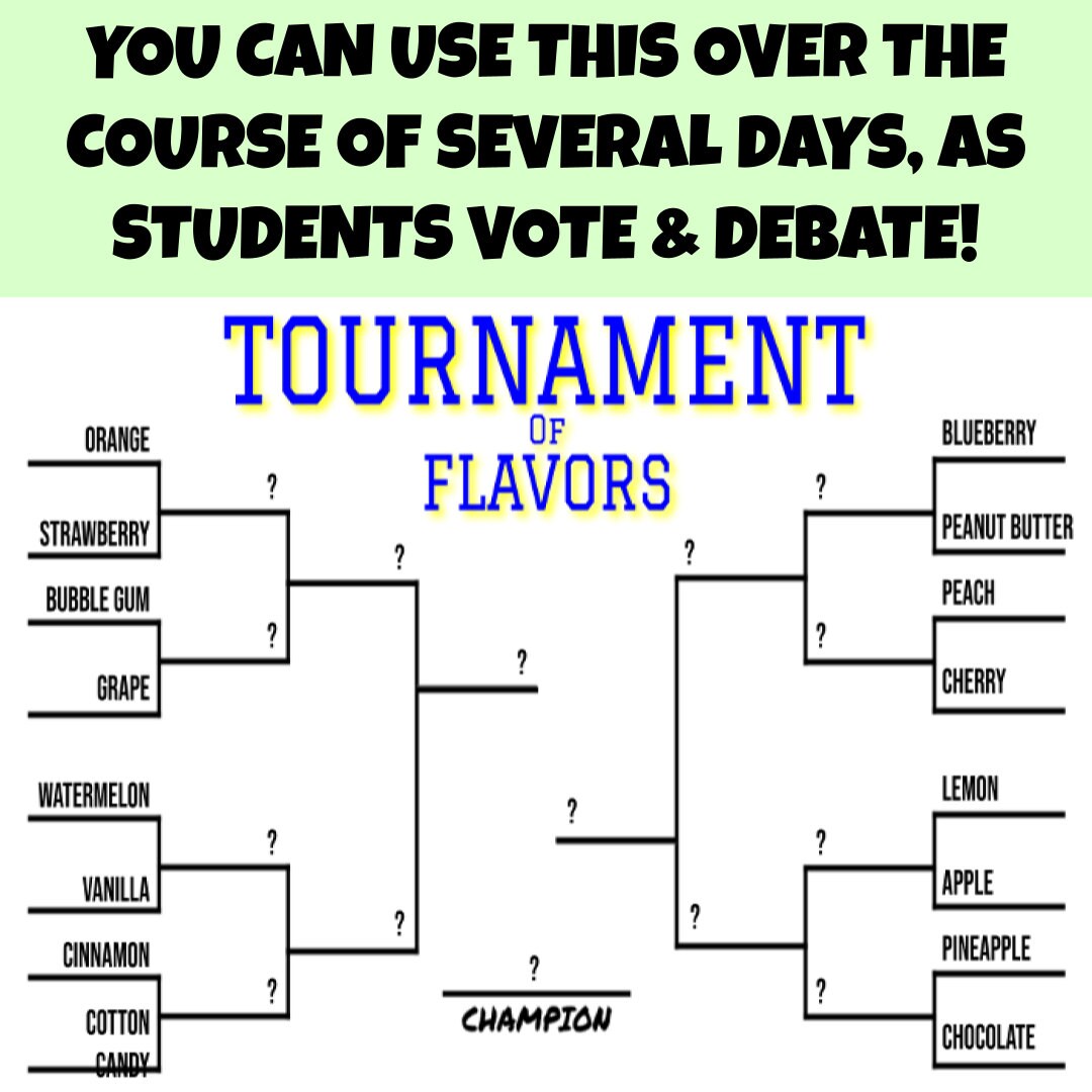 Writing & Debate Activity! Classroom Madness Tournament! FLAVORS Theme ...