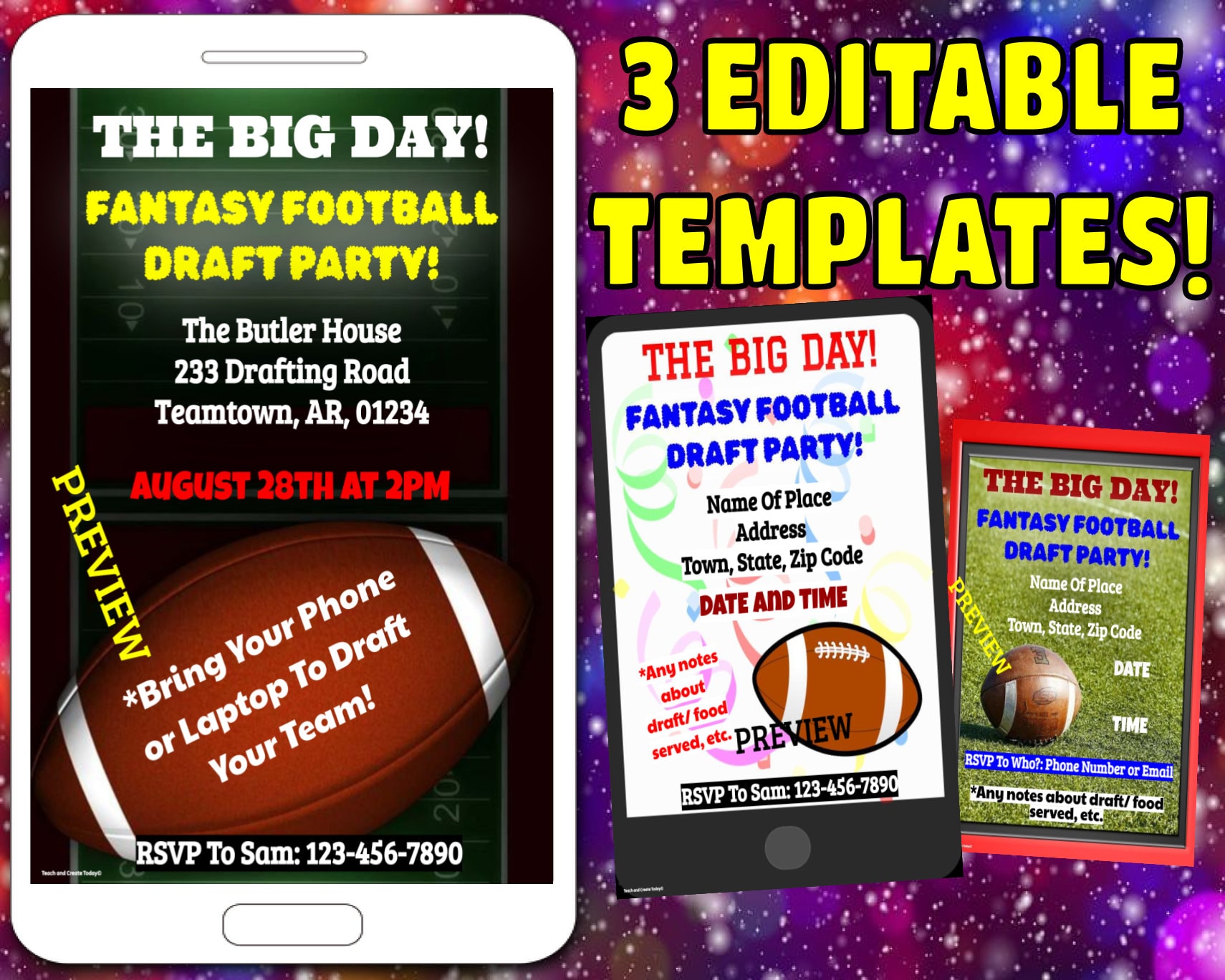 Fantasy Football Draft Party Flyer