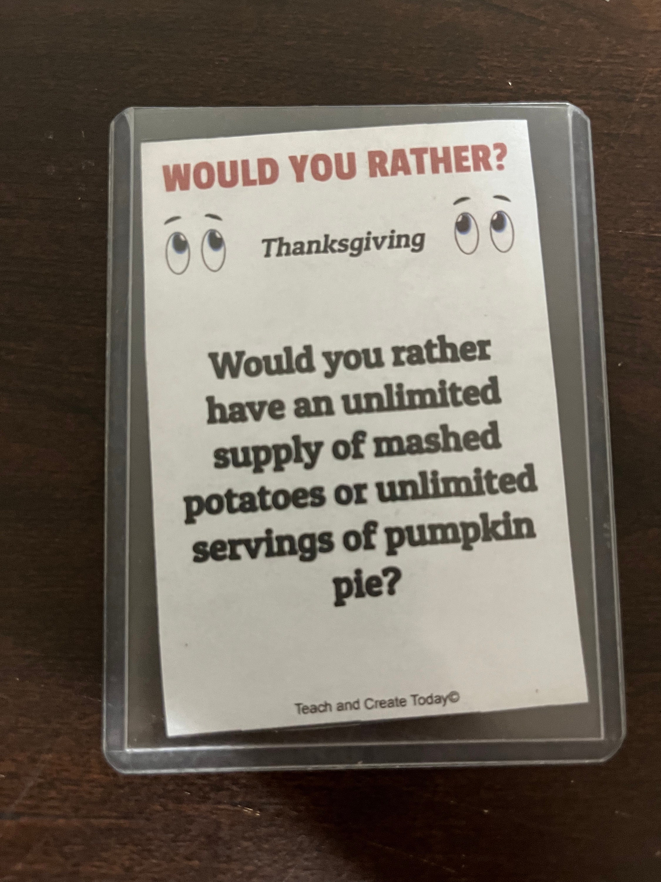 Would You Rather Cards-thanksgiving Edition! Printable 100+ Questions ...