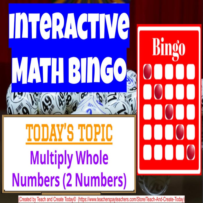 6th Grade Math Bingo Games Set 1 Add, Subtract, Multiply, Divide Whole ...