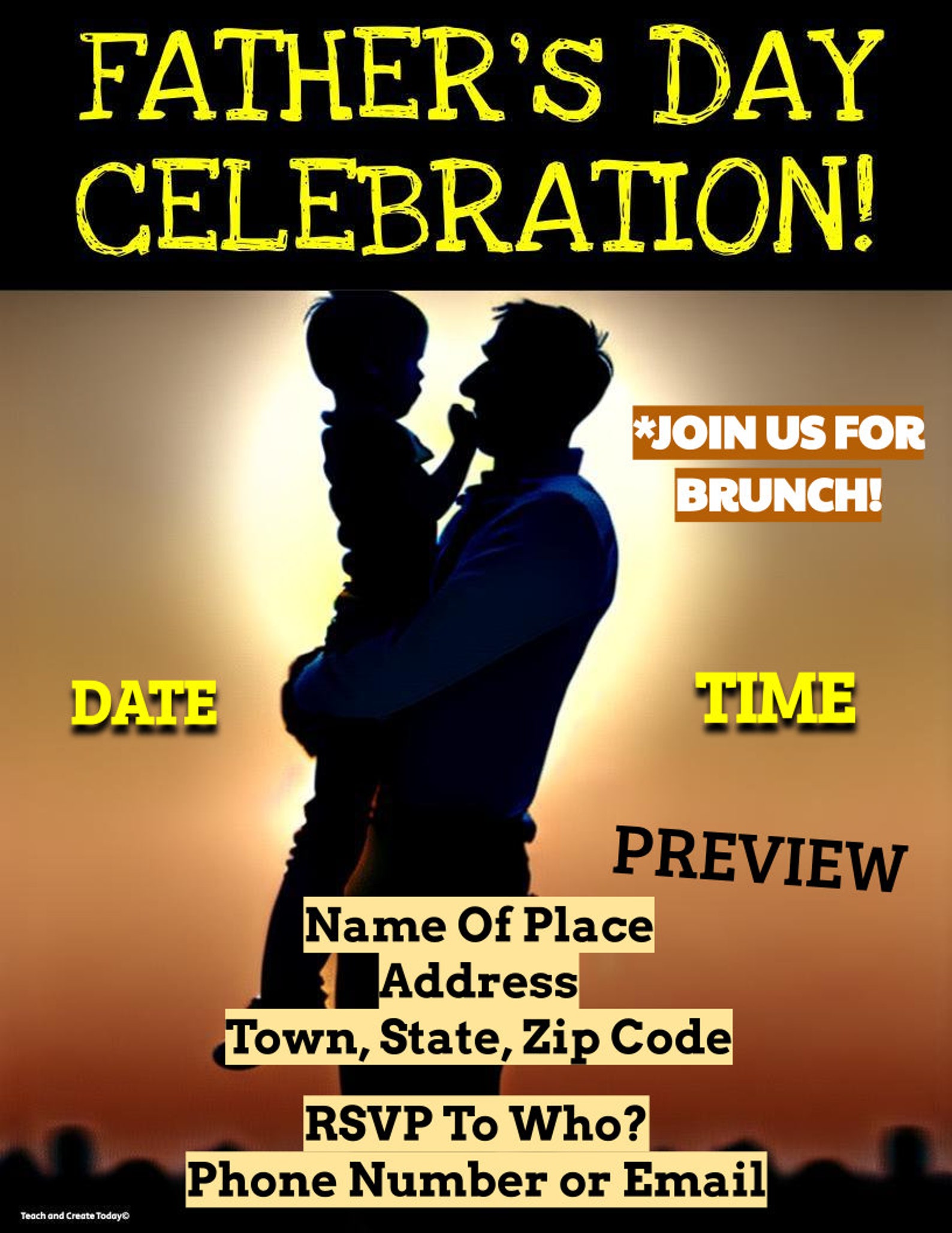 Father's Day Celebration Invitations- Three Personalized Editable ...