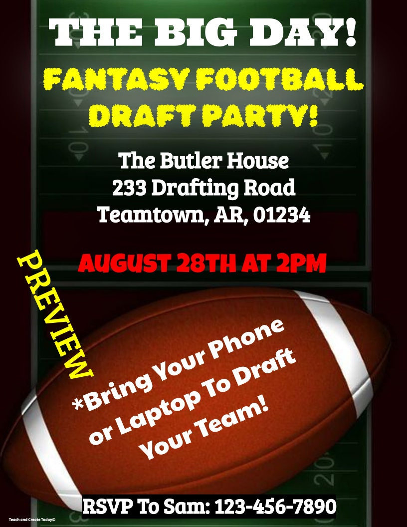 Fantasy Football Draft Party Flyer