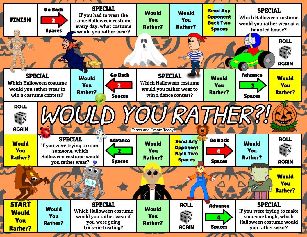 Would You Rather Board Game Halloween Edition Digital Download Family ...