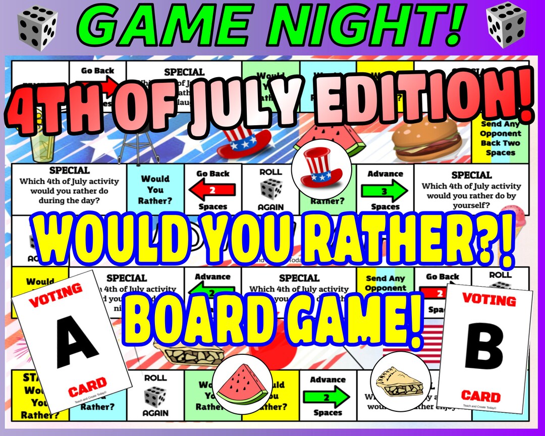 WOULD YOU RATHER Board Game 4th of July Edition Digital - Etsy