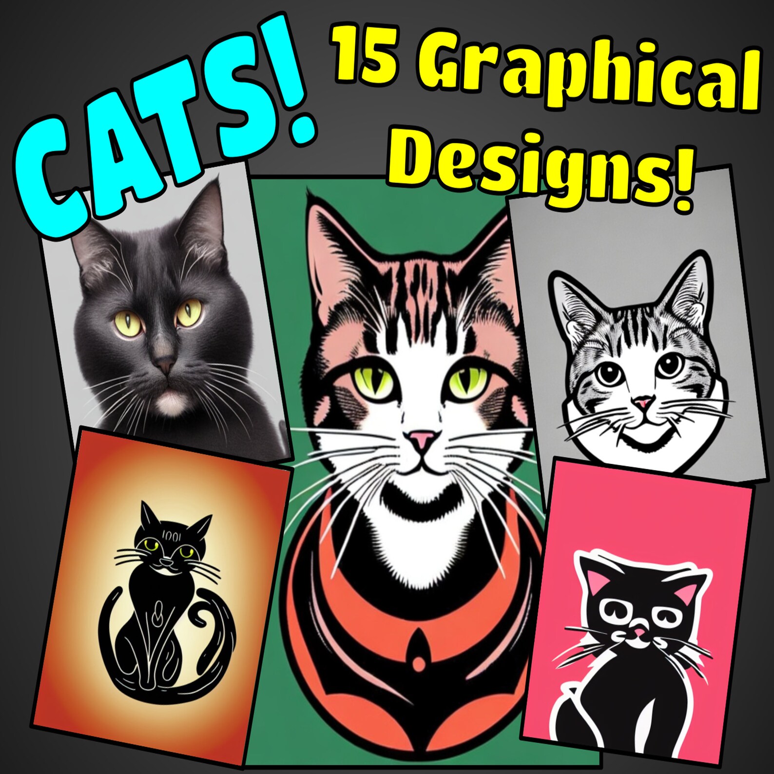 Cat Logos and Graphics 15 Images Included, 8.5 X 11 Images on Google ...