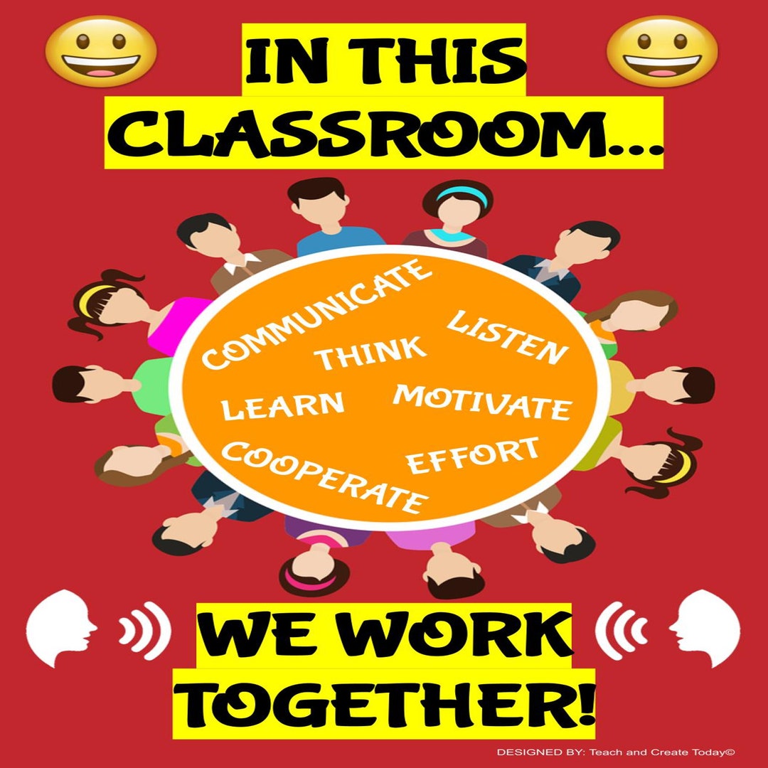Back to School Classroom Wall Poster! "in This Classroom...we Work ...