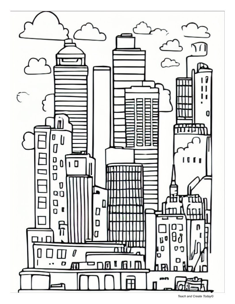 Coloring Pages for Kids - City Buildings - Over 25 Printable Sheets! - Etsy