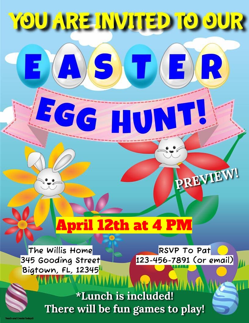 Easter Egg Hunt Invitations- Three Personalized Editable Templates on ...