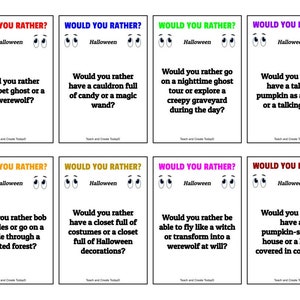 Would You Rather Cards-halloween Edition! Printable 100+ Questions for ...
