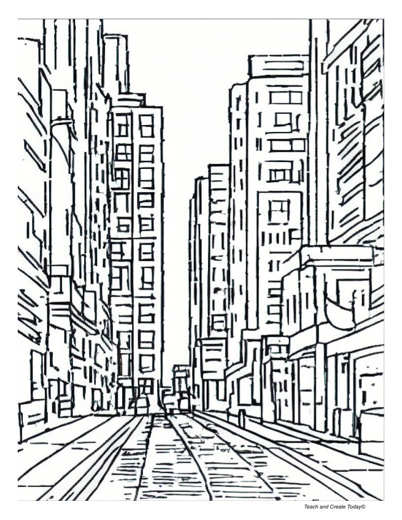 Coloring Pages for Kids - City Buildings - Over 25 Printable Sheets! - Etsy