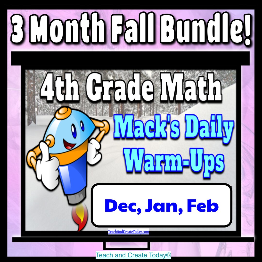 4th Grade Math Calendar Winter Bundle Autumn Daily Warm-ups dec-feb ...