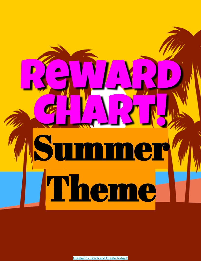 Weekly Reward Chart!! SUMMER Theme! Motivate Kids With Chores and Good ...