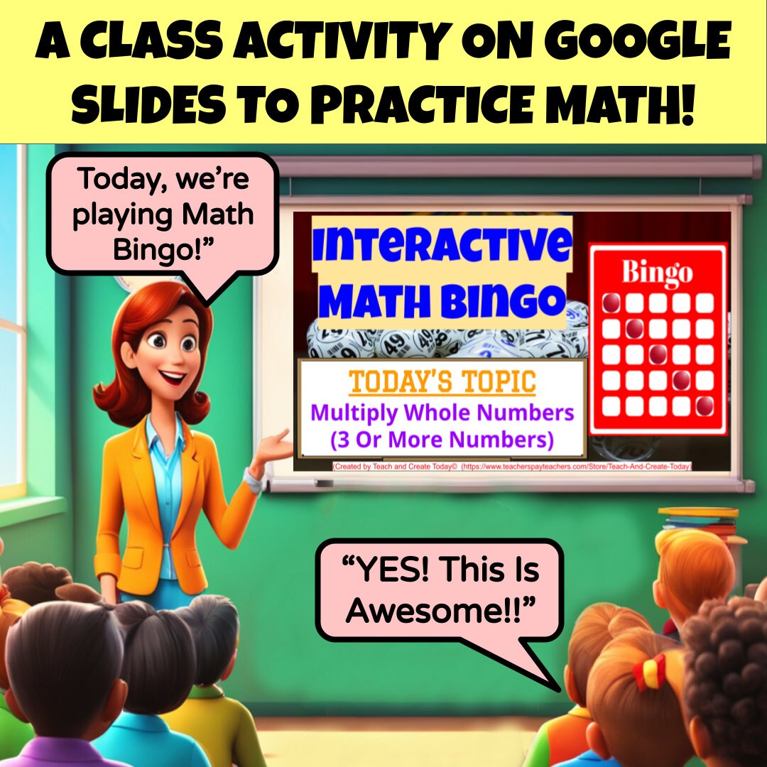 6th Grade Math Bingo Games Set 1 Add, Subtract, Multiply, Divide Whole ...