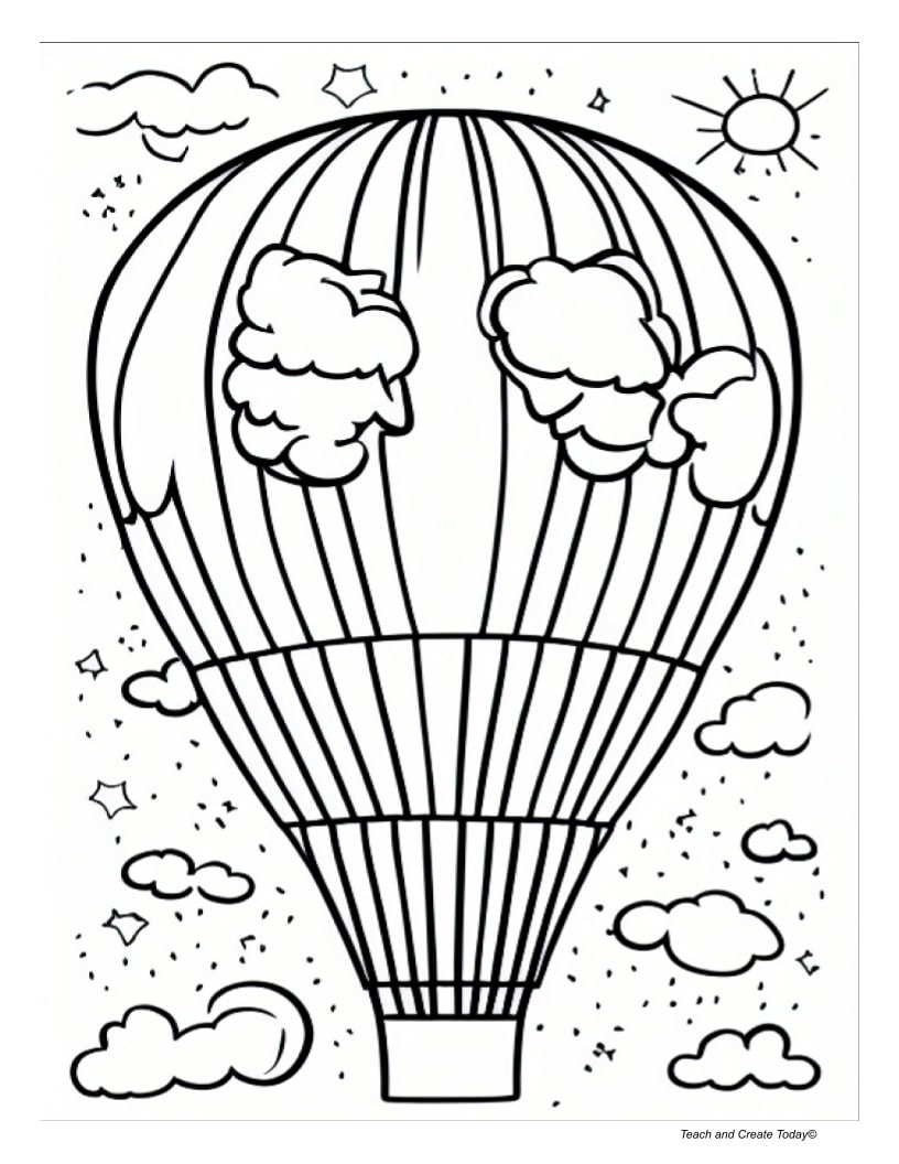 Coloring Pages for Kids Hot Air Balloons Over 25 Printable Sheets - Etsy