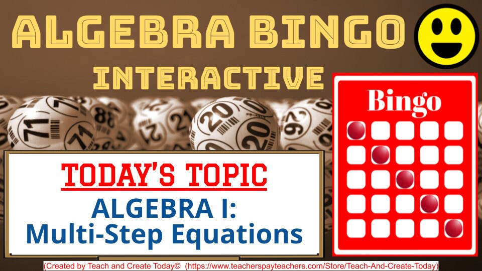 Algebra I Math Bingo Games Set 1 Order of Operations, Add, Subtract ...