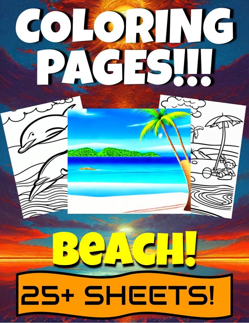 Coloring Pages for Kids - the Beach - Over 25 Printable Sheets! - Etsy