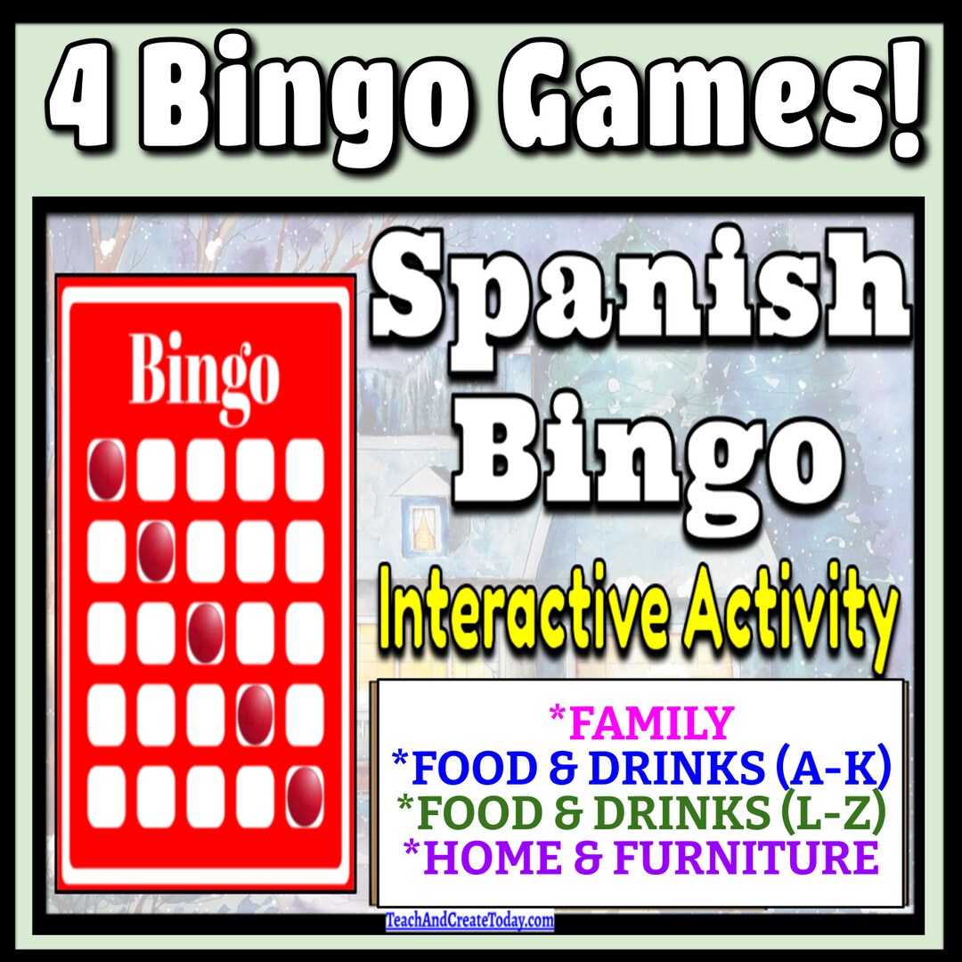 Teaching Resources Spanish Digital Bingo Games for Vocabulary Set #2 ...